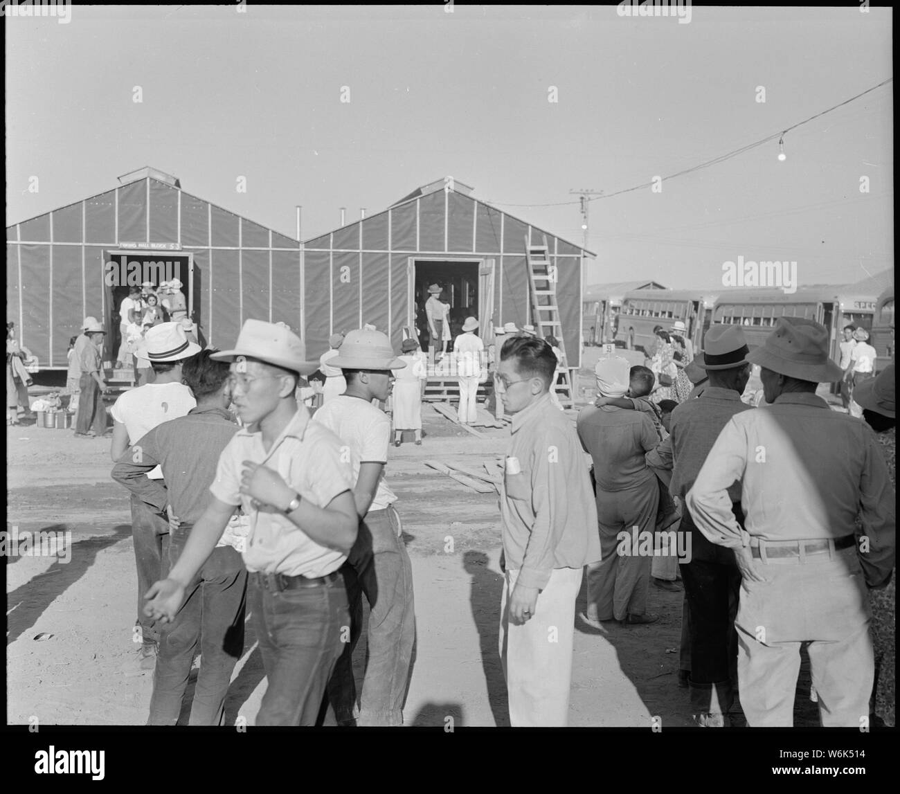 Poston, Arizona. Site Number 1 Arrival of evacuees of Japanese ancestry ...