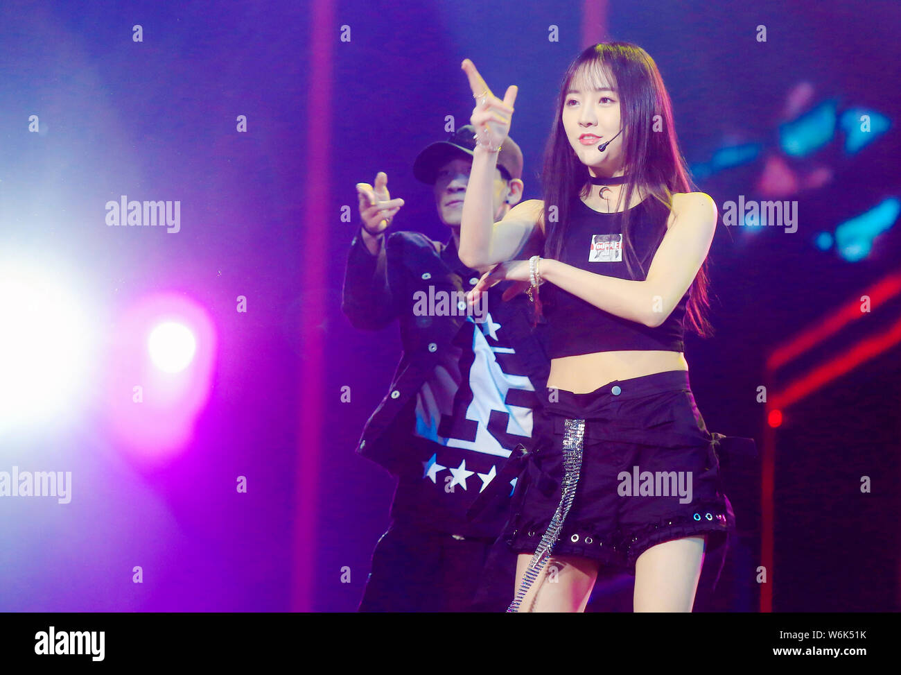 A member of Chinese girl group SNH48 performs during the 4th edition of ...