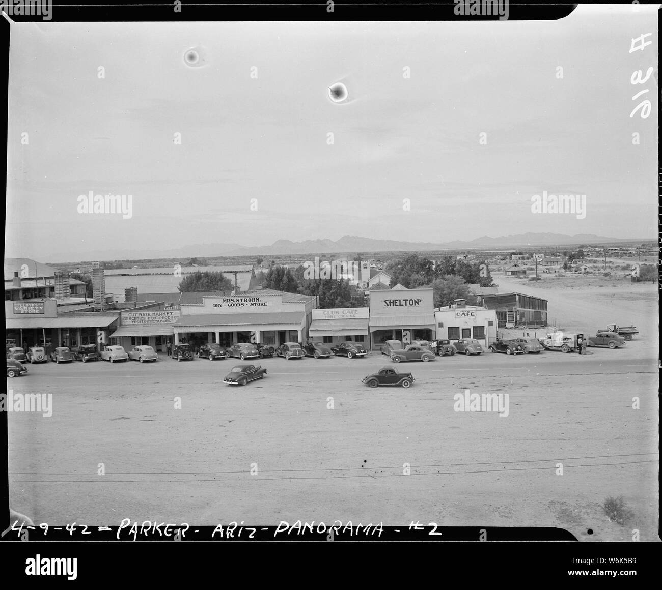 Poston, Arizona. View of main street in Parker. Near this desert town ...