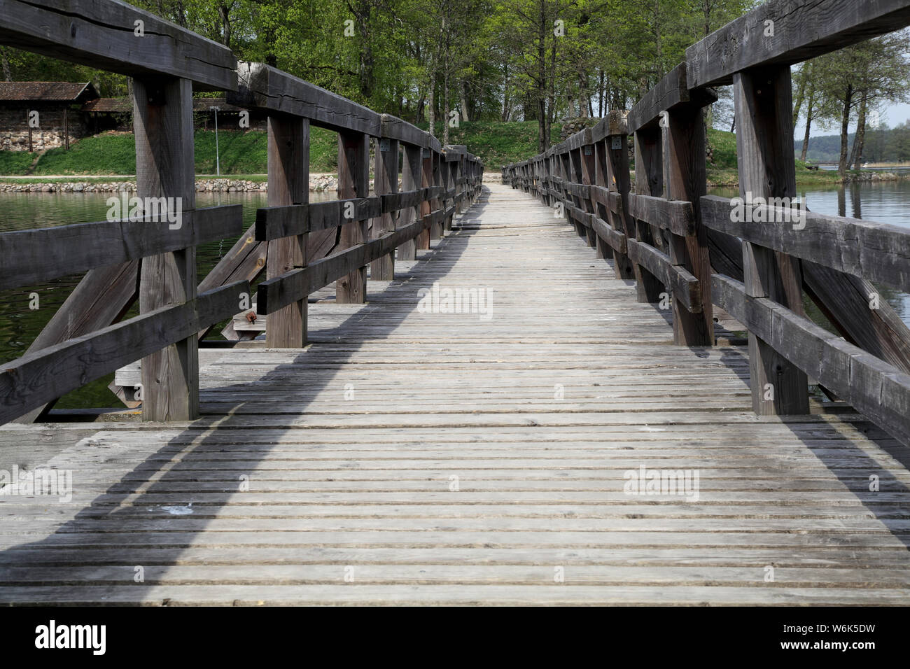 wooden bridge over the river Stock Photo - Alamy