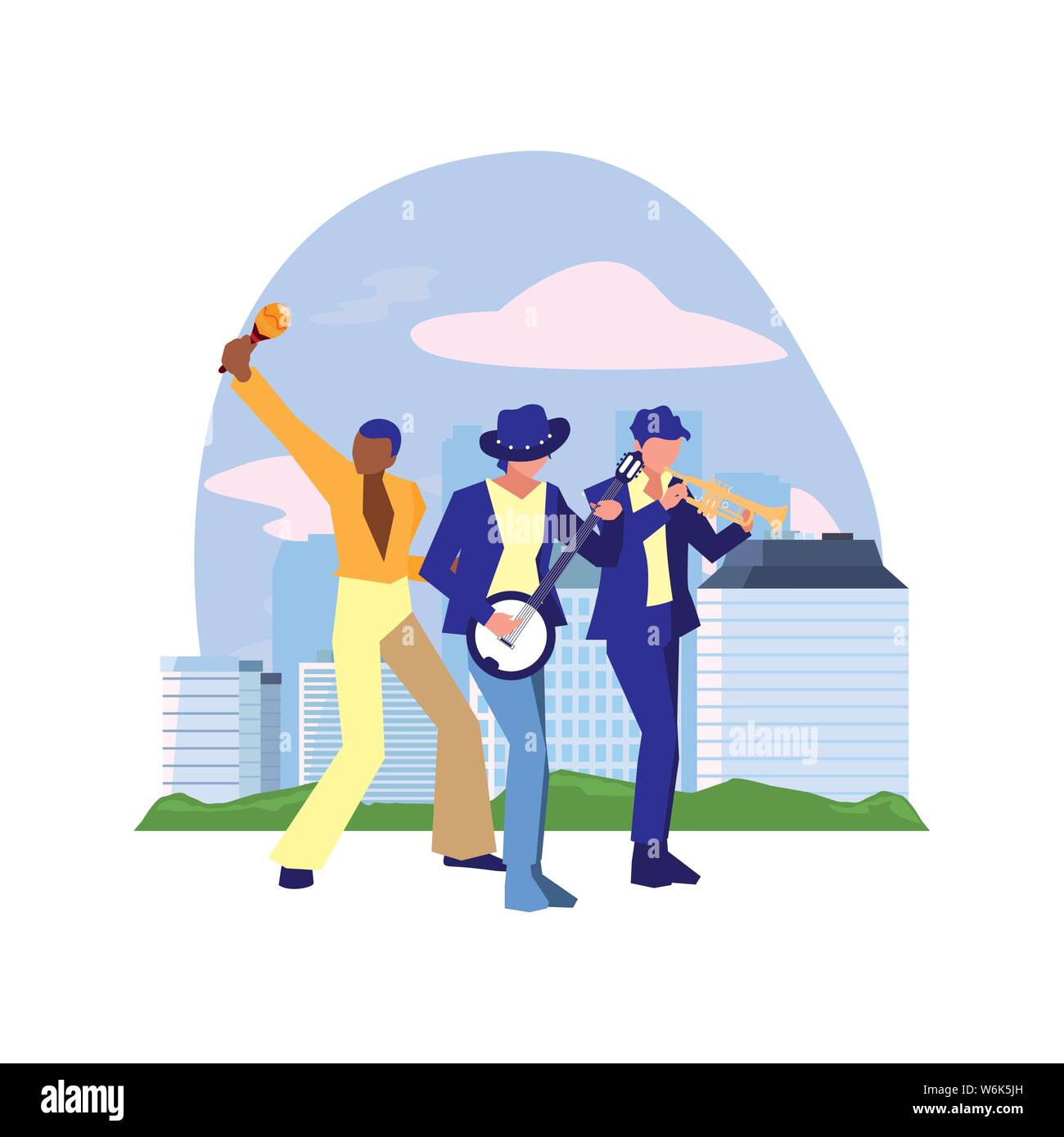 musicians people playing instrument orchestra design vector ...