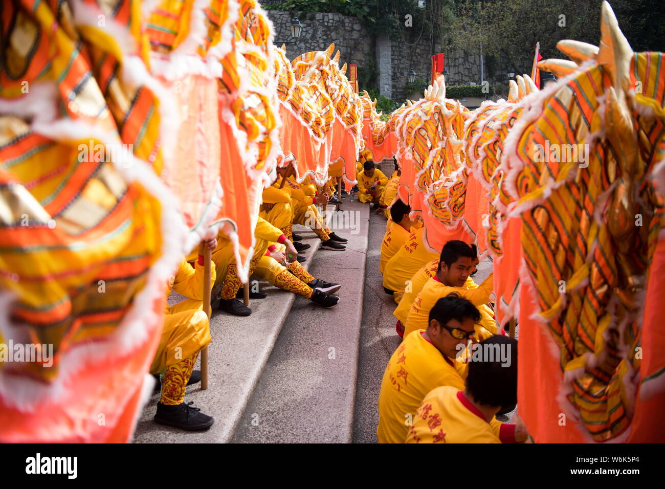 Entertainers perform dragon and lion dance to celebrate the Chinese ...