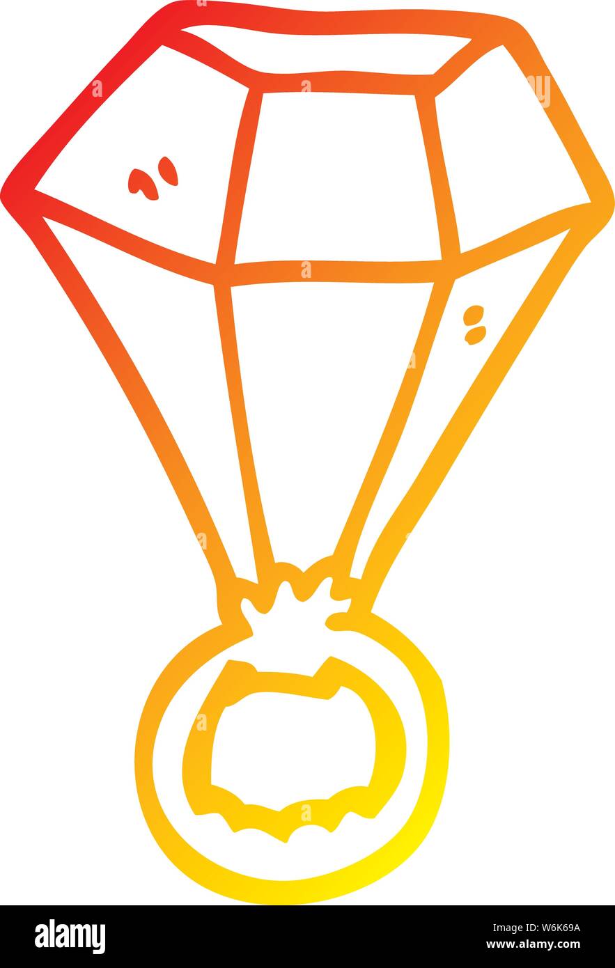 warm gradient line drawing of a cartoon red ruby ring Stock Vector ...