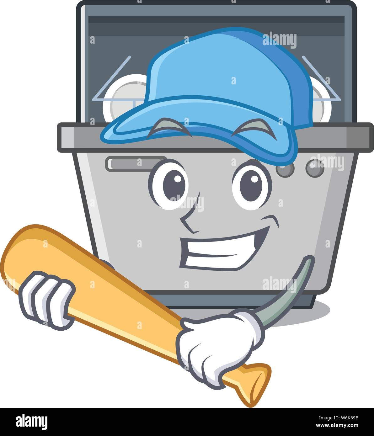 Playing baseball mascot dishwasher machine in the kitchen Stock Vector ...