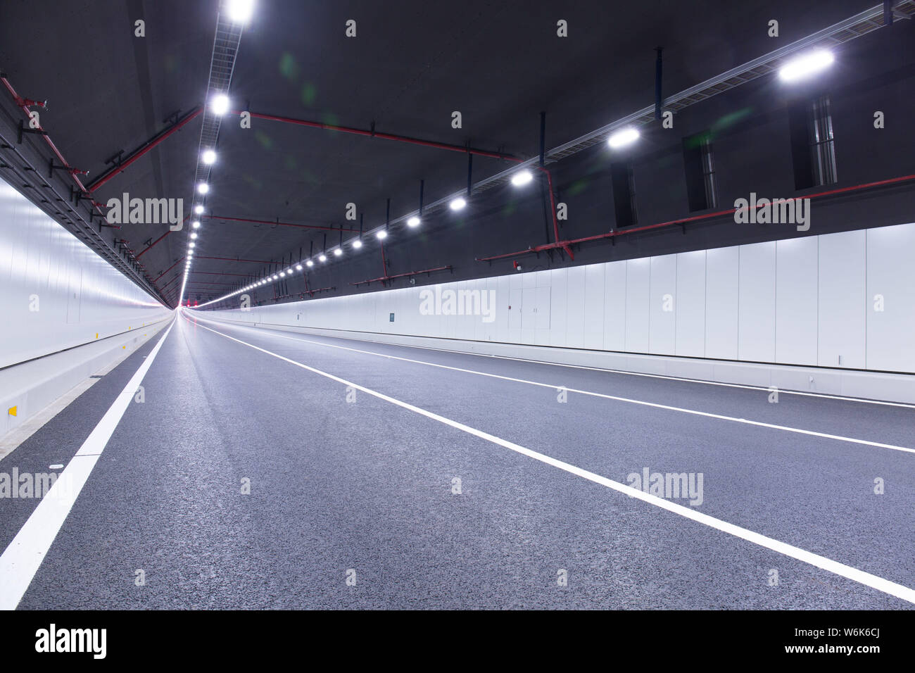 Interior view of an undersea tunnel of world's longest cross-sea bridge ...