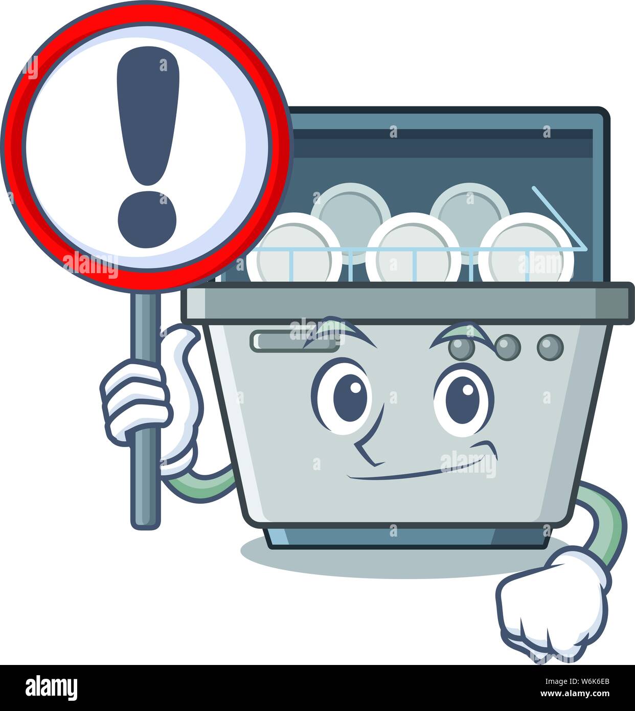 With sign mascot dishwasher machine in the kitchen Stock Vector Image ...