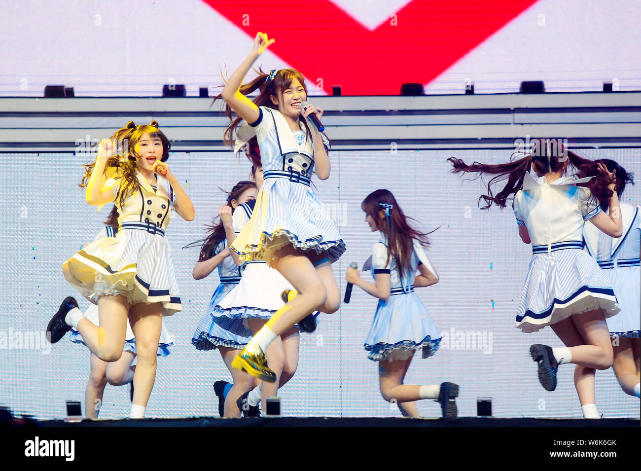 Members of Chinese girl group SNH48 perform during the 4th edition of ...