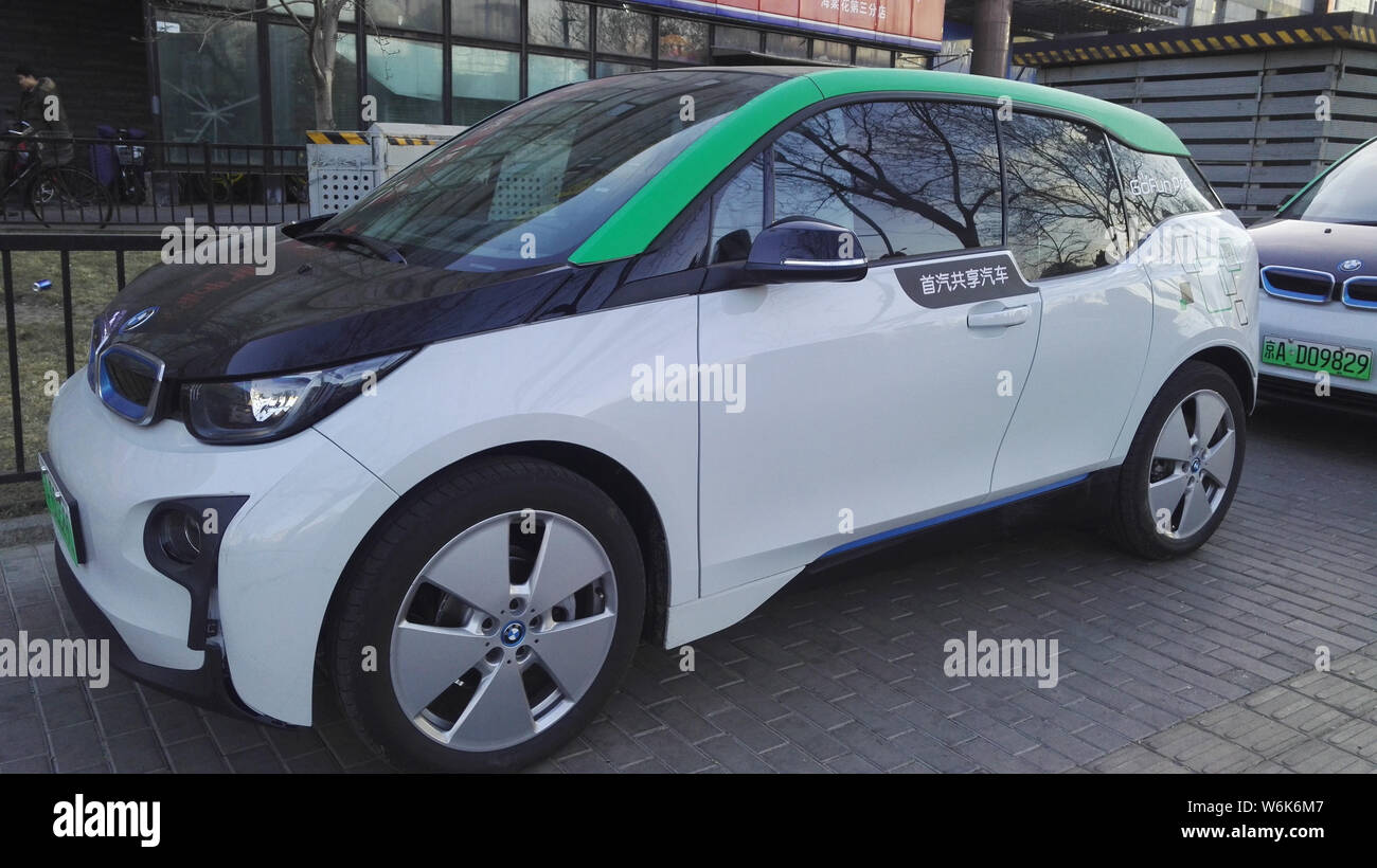 View of BMW i3 electric vehicles (EVs) of Chinese car-sharing service ...