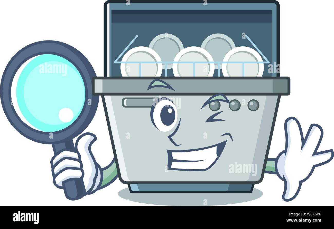 Detective dishwasher machine isolated in the cartoon Stock Vector Image ...