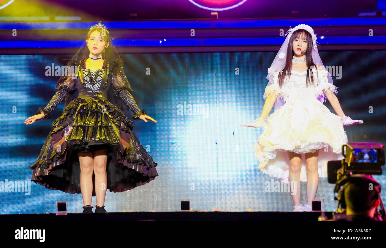 Members of Chinese girl group SNH48 perform during the 4th edition of ...