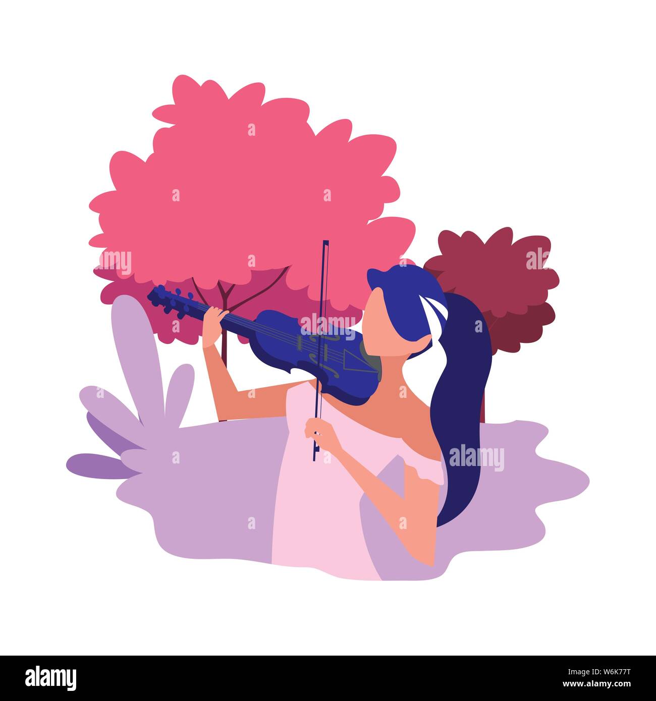 musician woman violin playing musical vector illustration Stock Vector ...