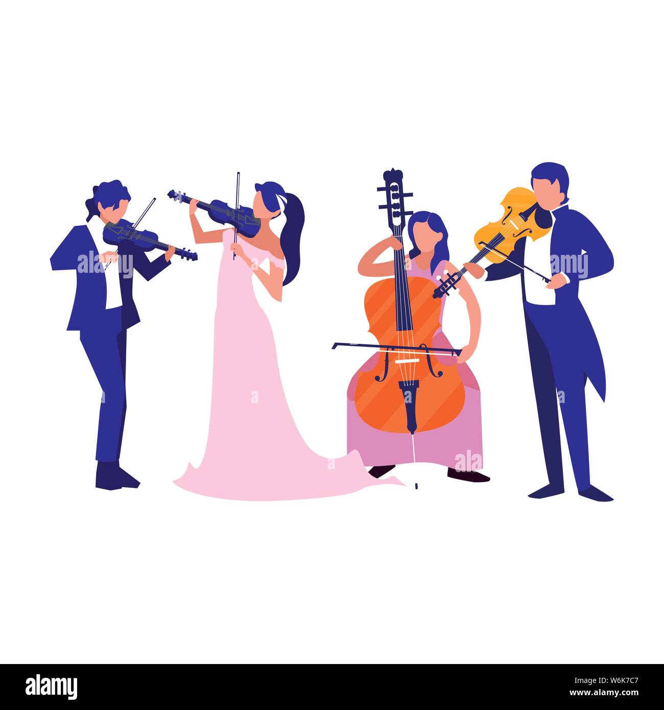 musicians people playing instrument orchestra design vector ...