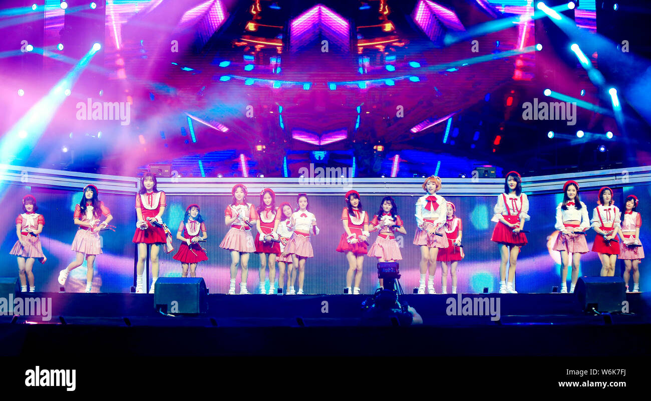 Members of Chinese girl group SNH48 perform during the 4th edition of ...