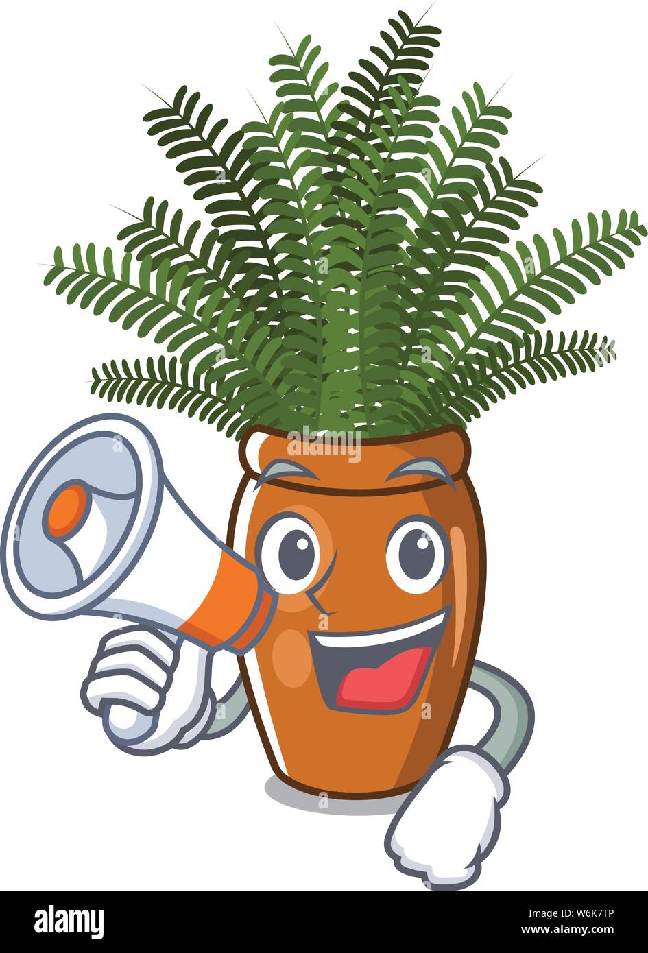 With megaphone boston fern grows in mascot pot Stock Vector Image & Art ...