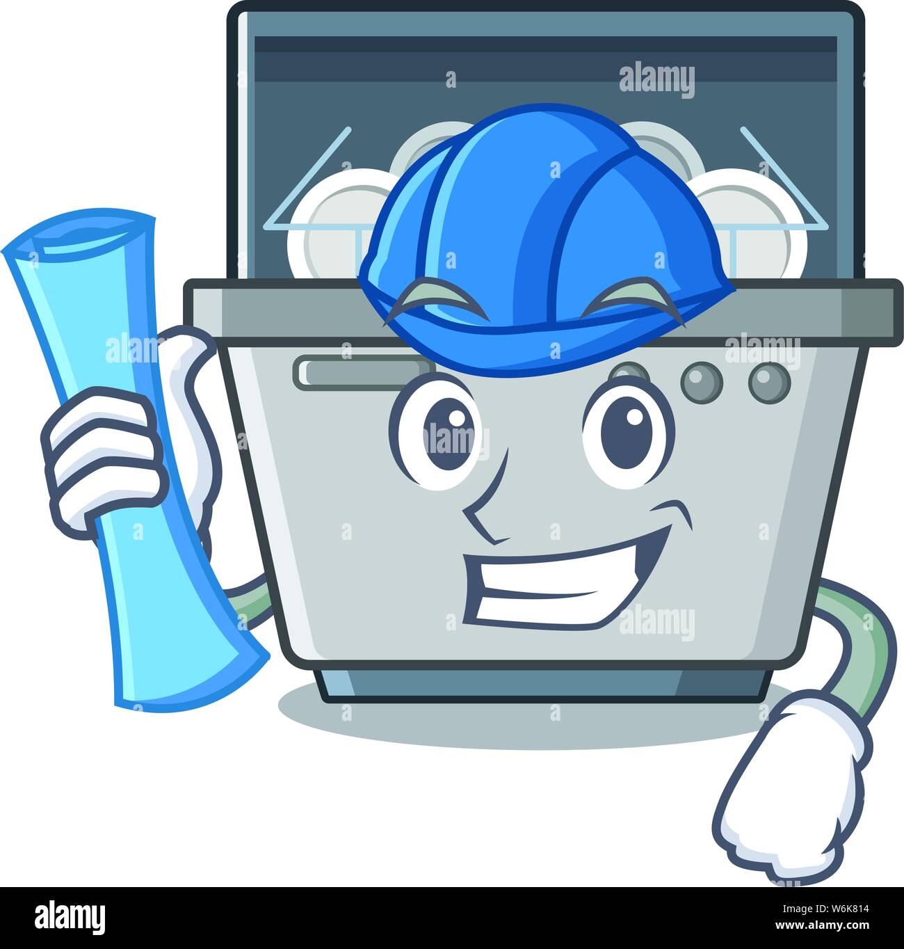 Architect dishwasher machine isolated in the cartoon Stock Vector Image ...