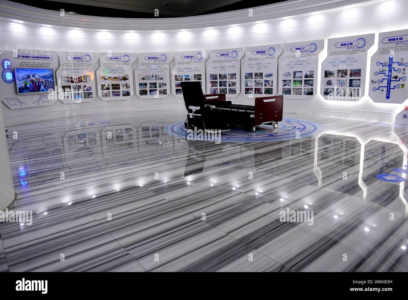 A robotic bed is on display at the headquarters of Siasun Robot ...