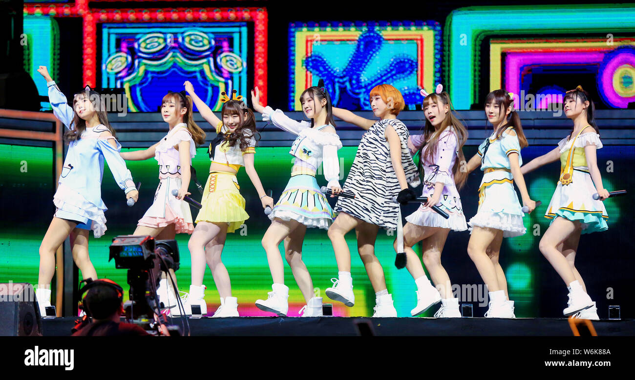 Members of Chinese girl group SNH48 perform during the 4th edition of ...