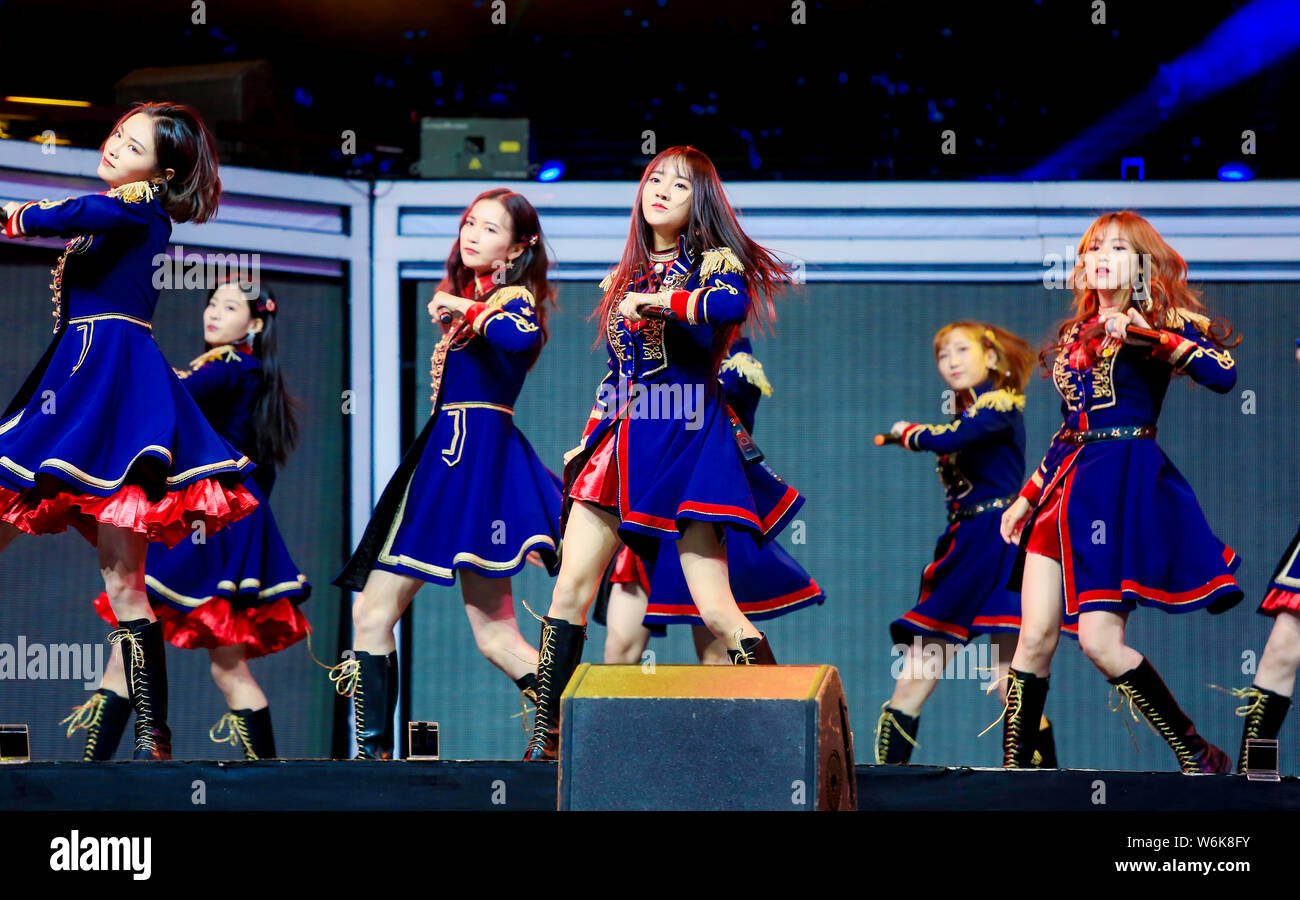 Members of Chinese girl group SNH48 perform during the 4th edition of ...