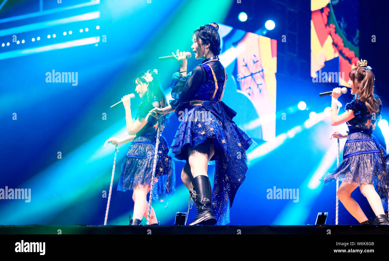 Members of Chinese girl group SNH48 perform during the 4th edition of ...