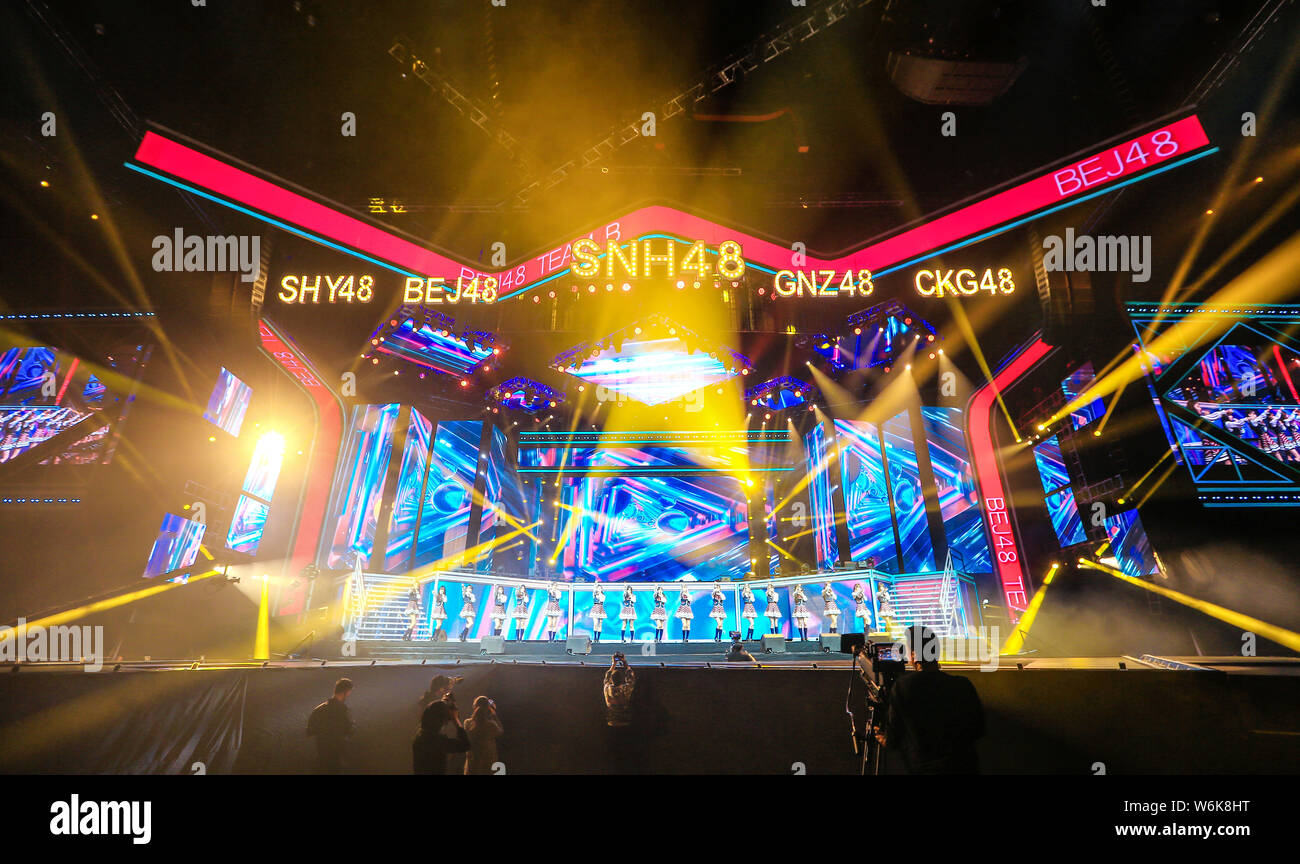 Members of Chinese girl group SNH48 perform during the 4th edition of ...