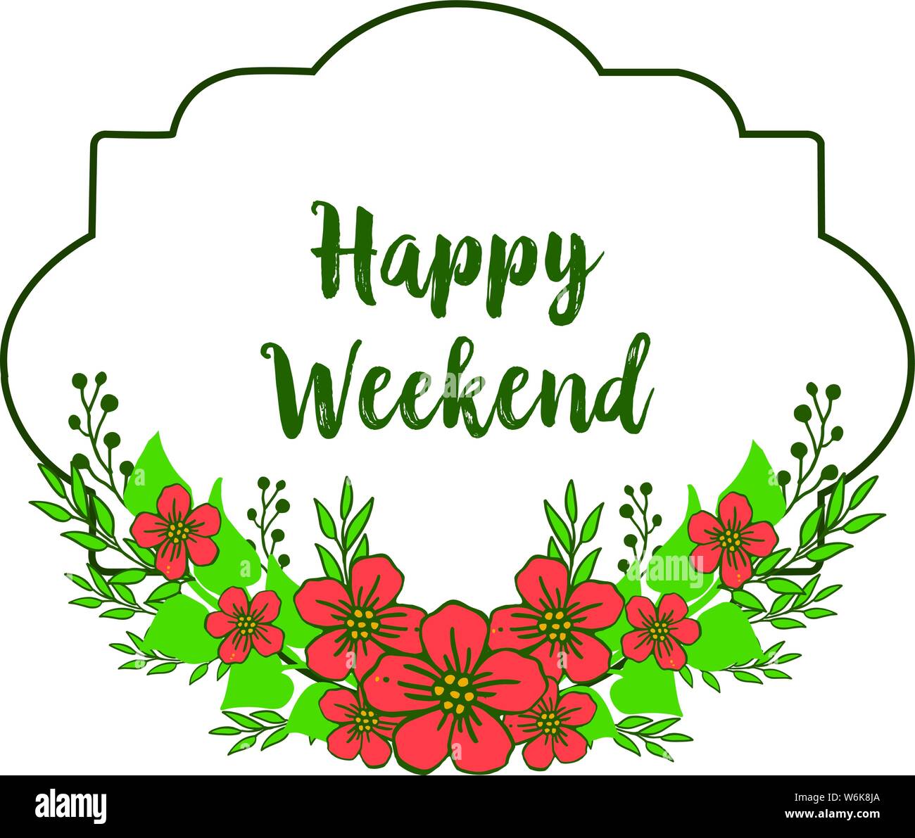 Border bright green leafy flower frame, for beautiful card happy ...