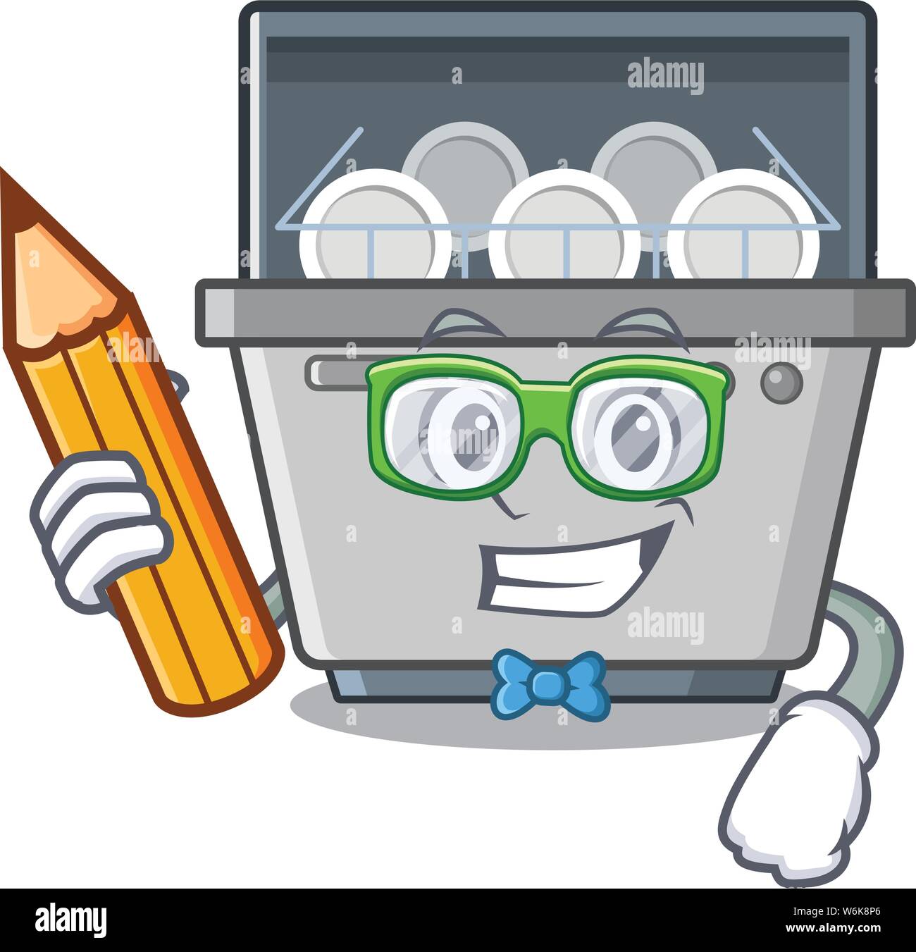 Student dishwasher machine isolated in the cartoon Stock Vector Image ...