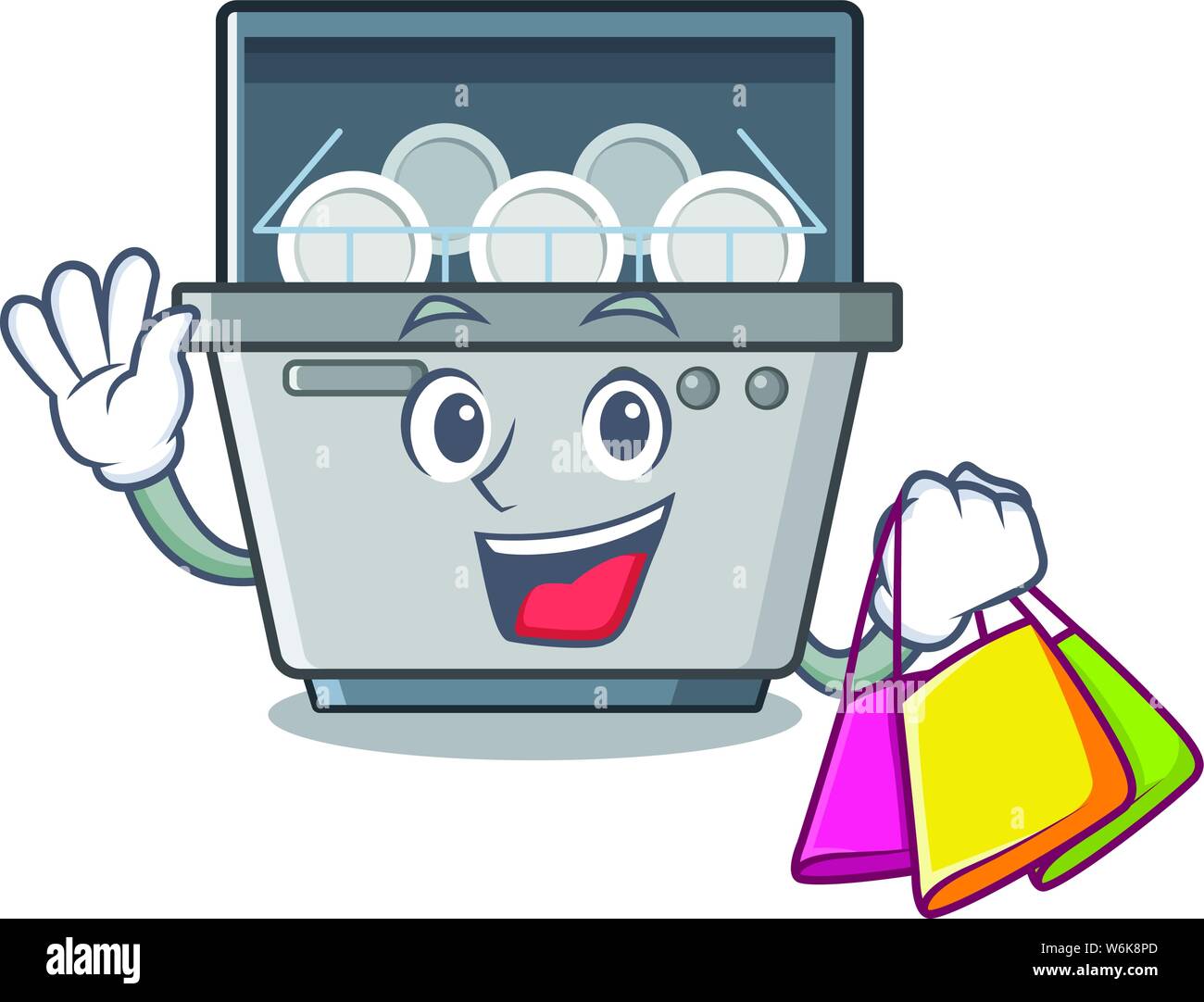 Shopping dishwasher machine isolated in the cartoon Stock Vector Image ...