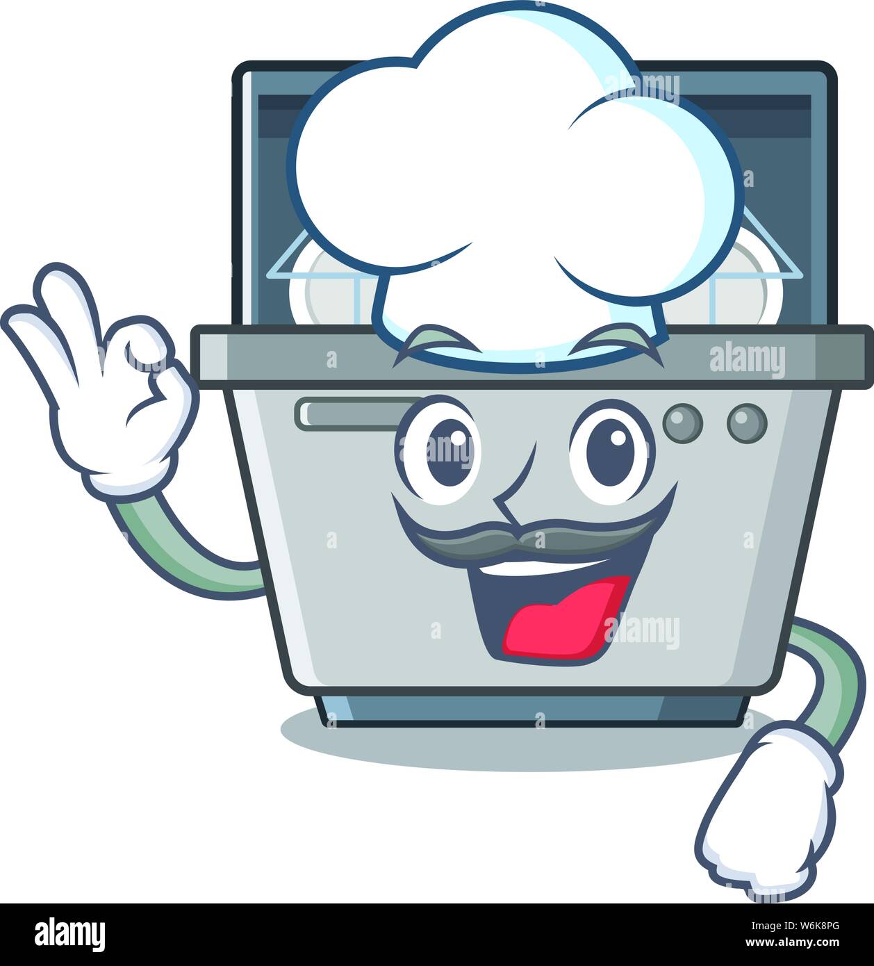 Chef dishwasher machine isolated in the cartoon Stock Vector Image ...