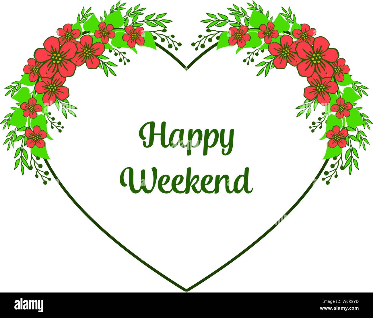 Various shape card of happy weekend, with motif orange wreath frame ...