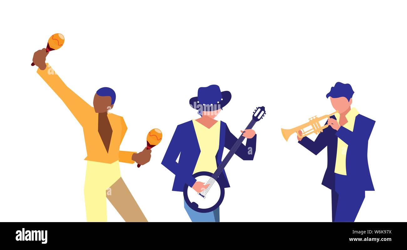 musicians people playing instrument orchestra design vector ...
