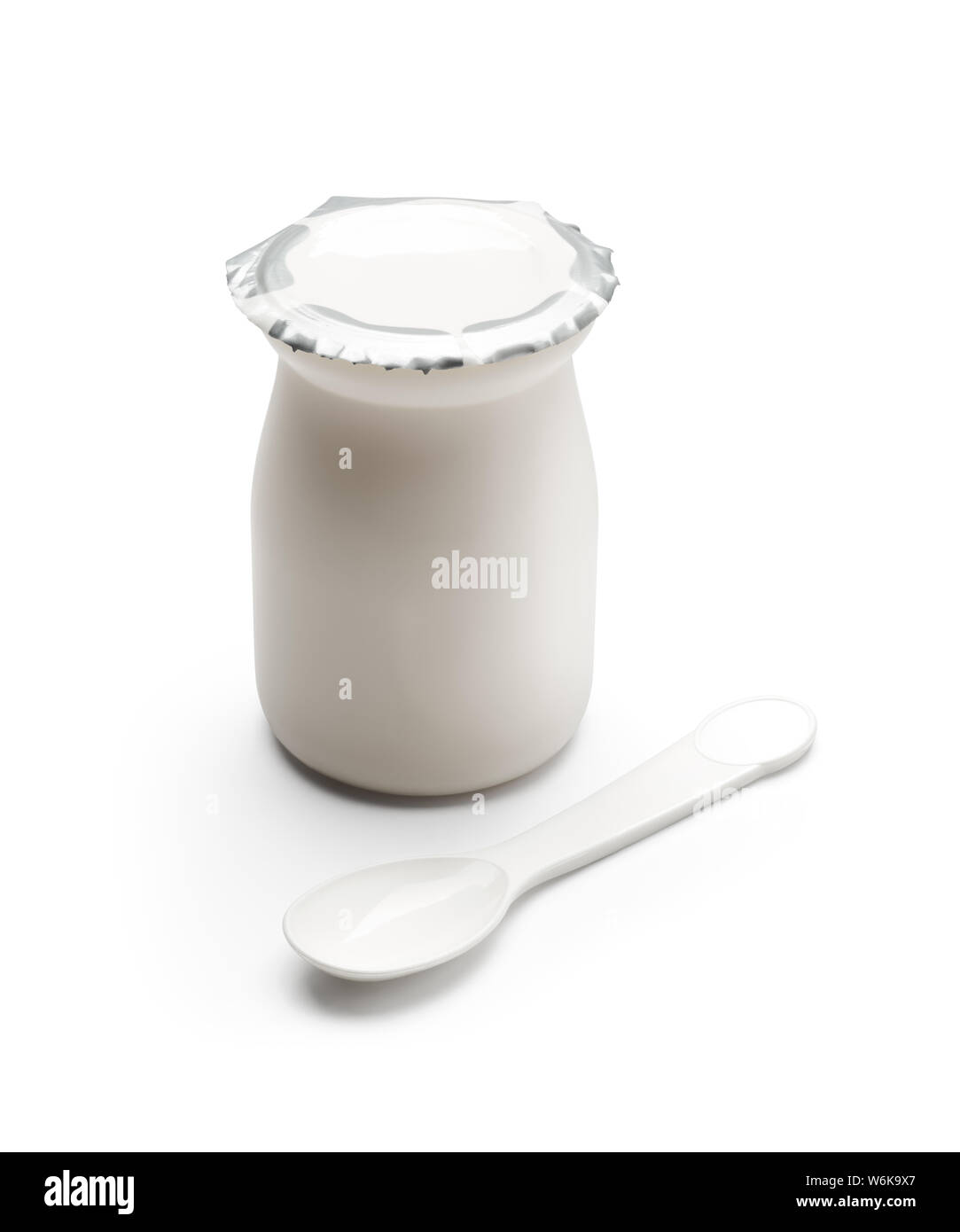 Blank pudding or yogurt packaging isolated on white background ...