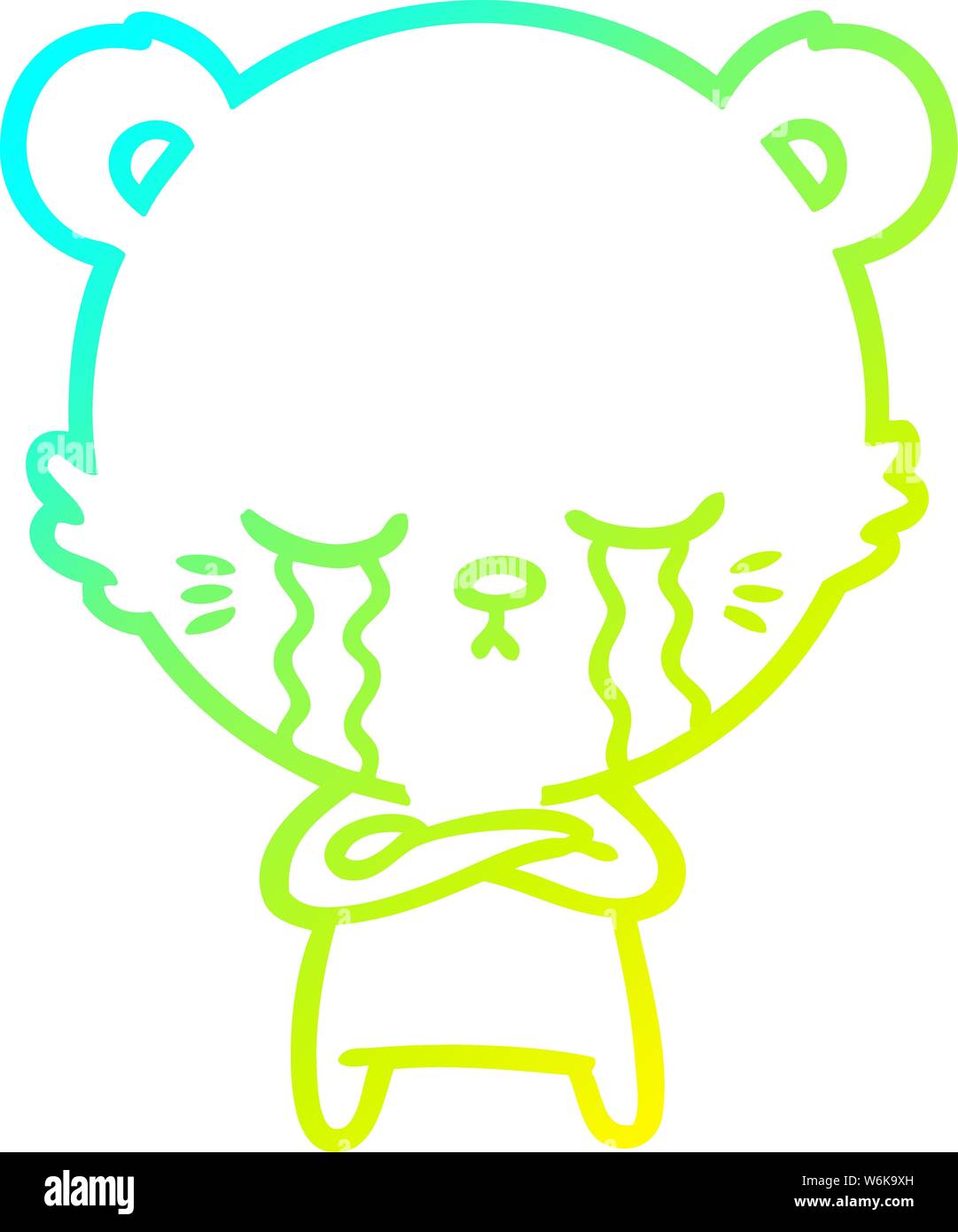 cold gradient line drawing of a crying cartoon bear Stock Vector Image ...