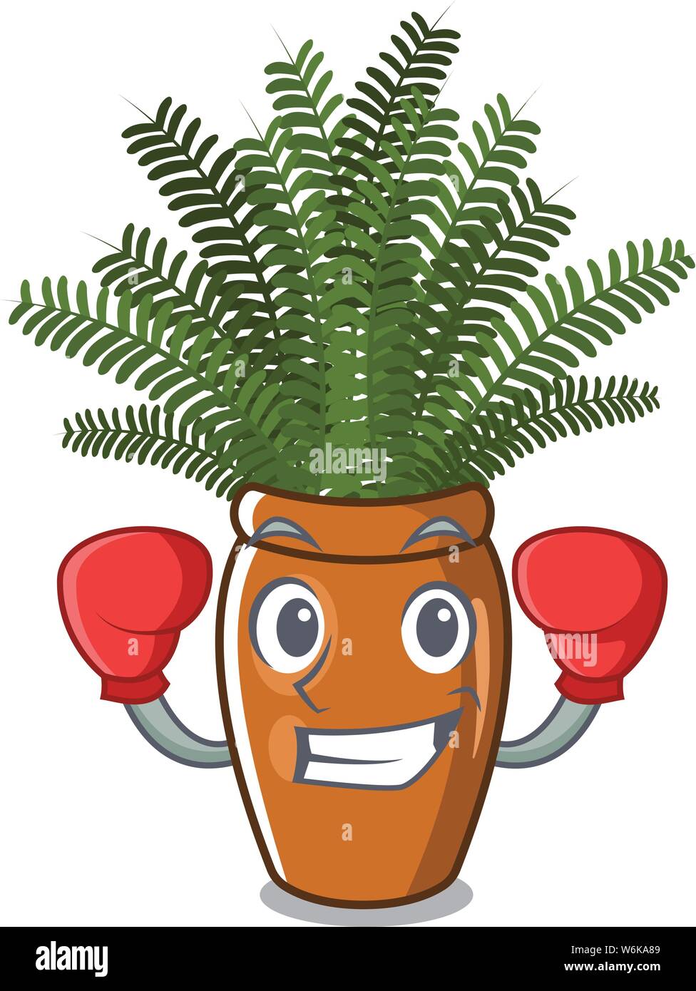 Boxing boston fern grows in mascot pot Stock Vector Image & Art - Alamy