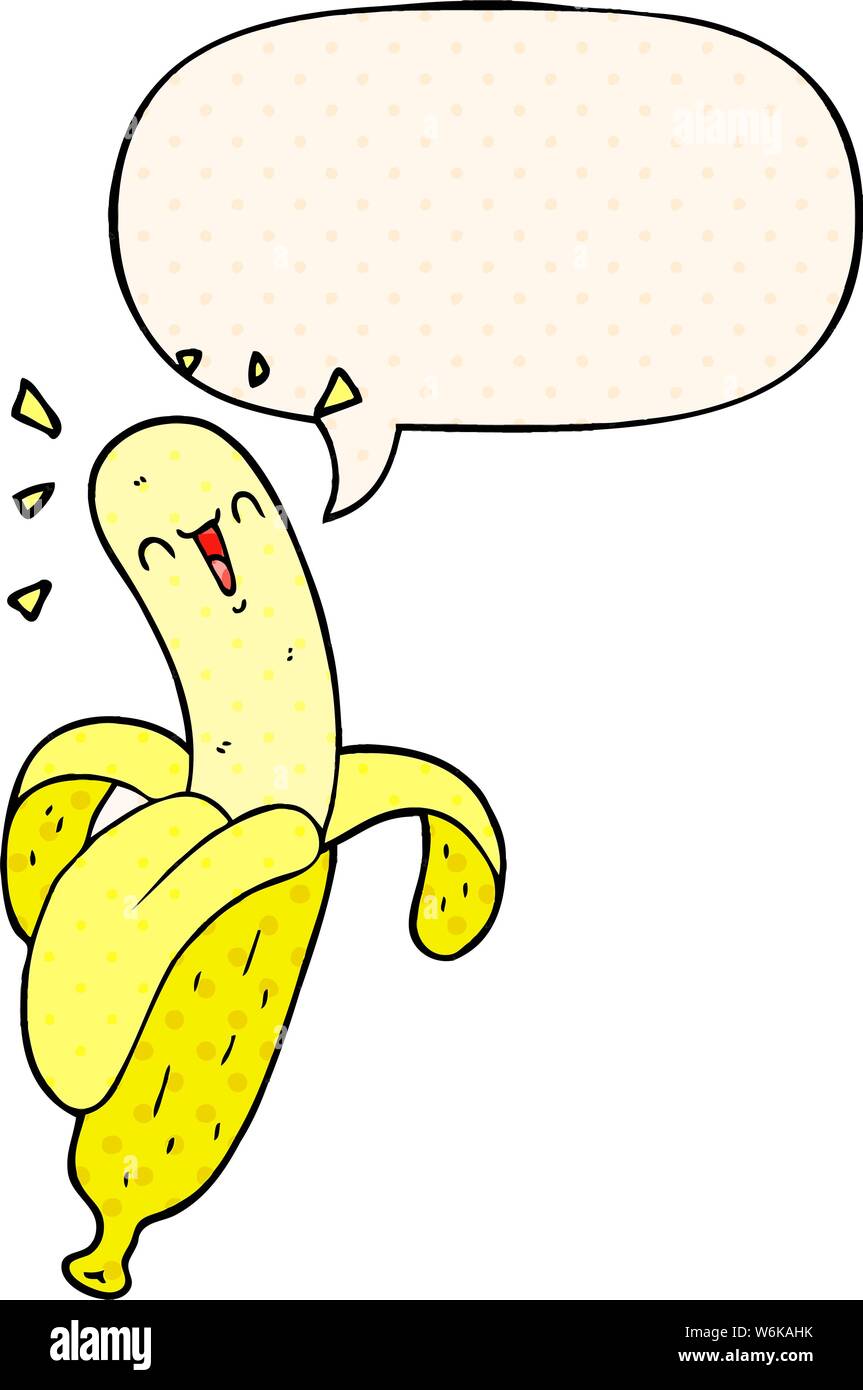 cartoon banana with speech bubble in comic book style Stock Vector ...