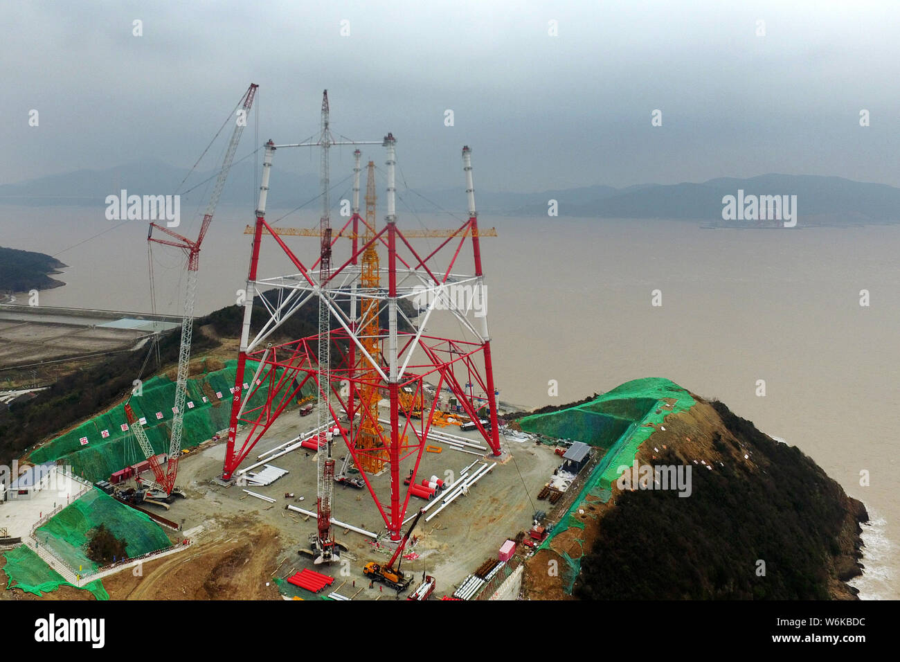 View of the world's highest electricity pylon, also known as a ...
