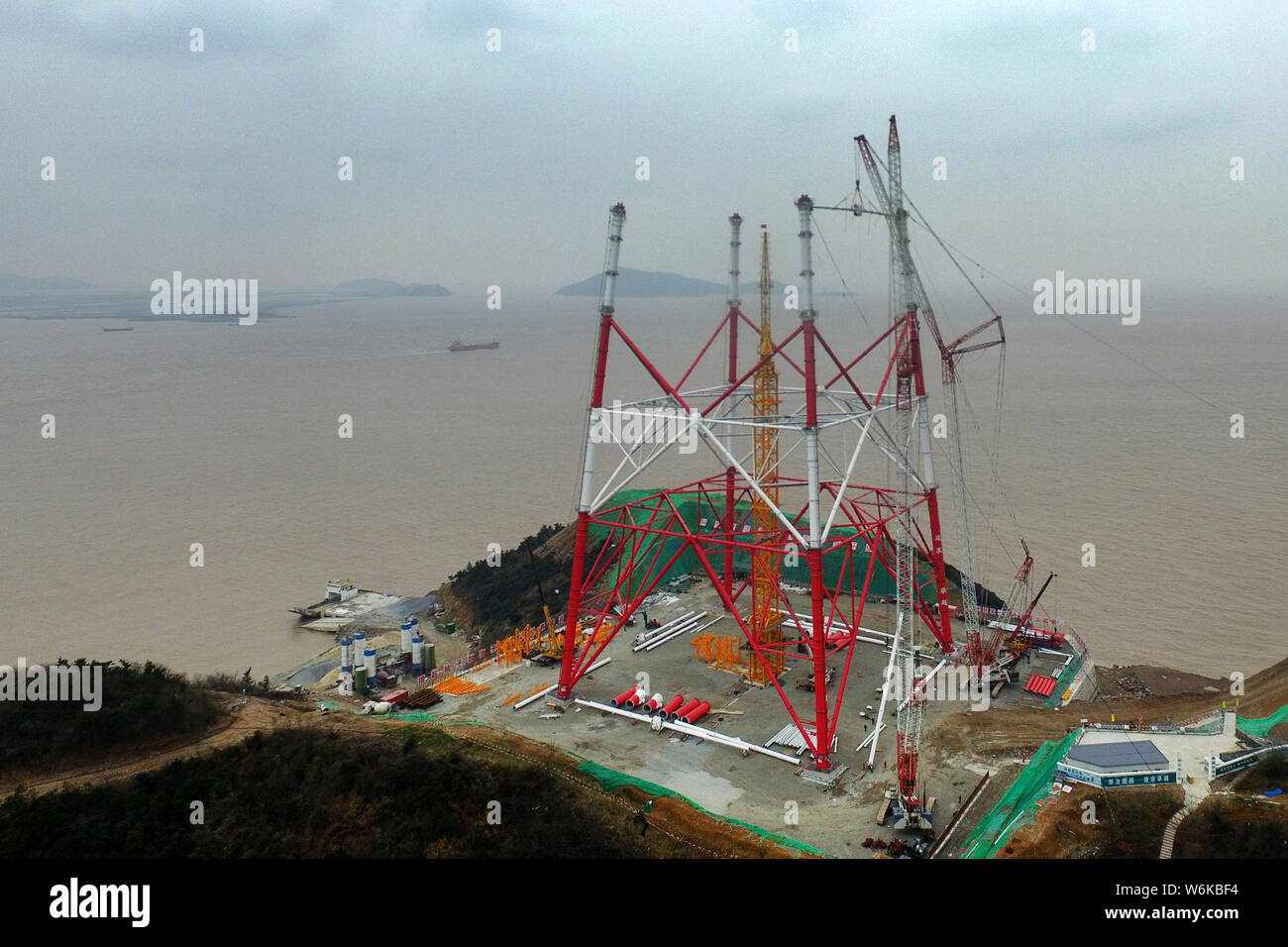 View of the world's highest electricity pylon, also known as a ...