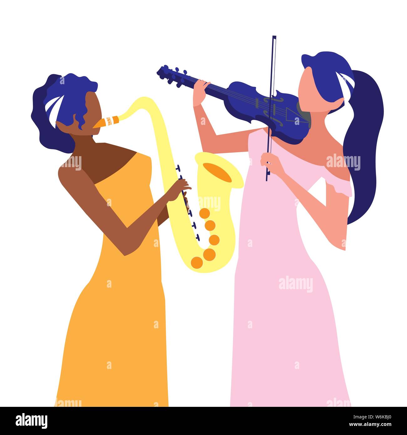 women musician playing instrument musical design vector illustration ...