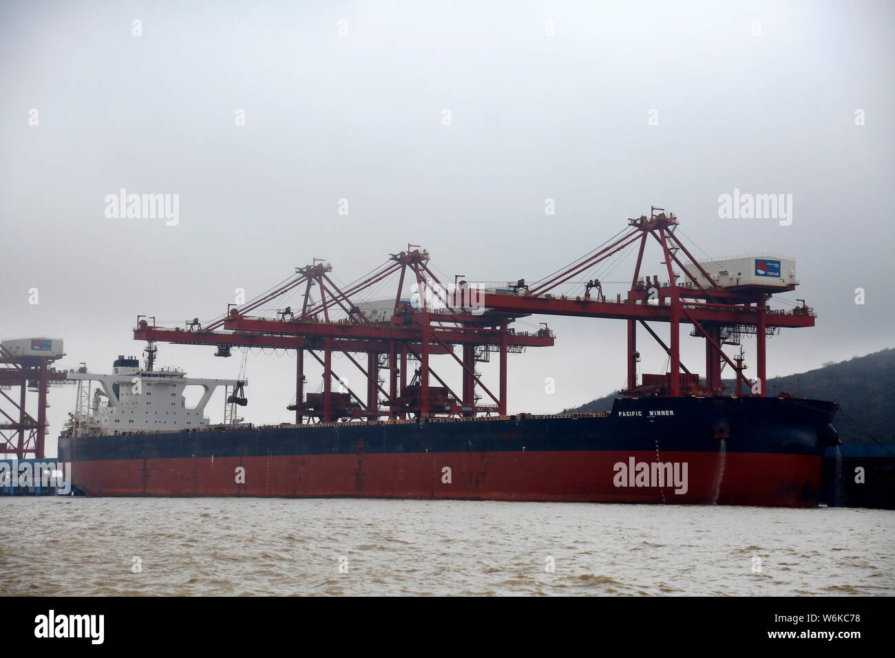 The vessel PACIFIC WINNER arrives at the port of Ningbo-Zhoushan in ...