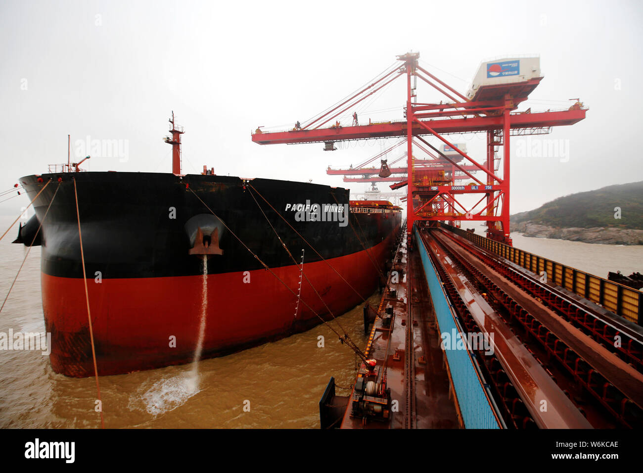 The vessel PACIFIC WINNER arrives at the port of Ningbo-Zhoushan in ...