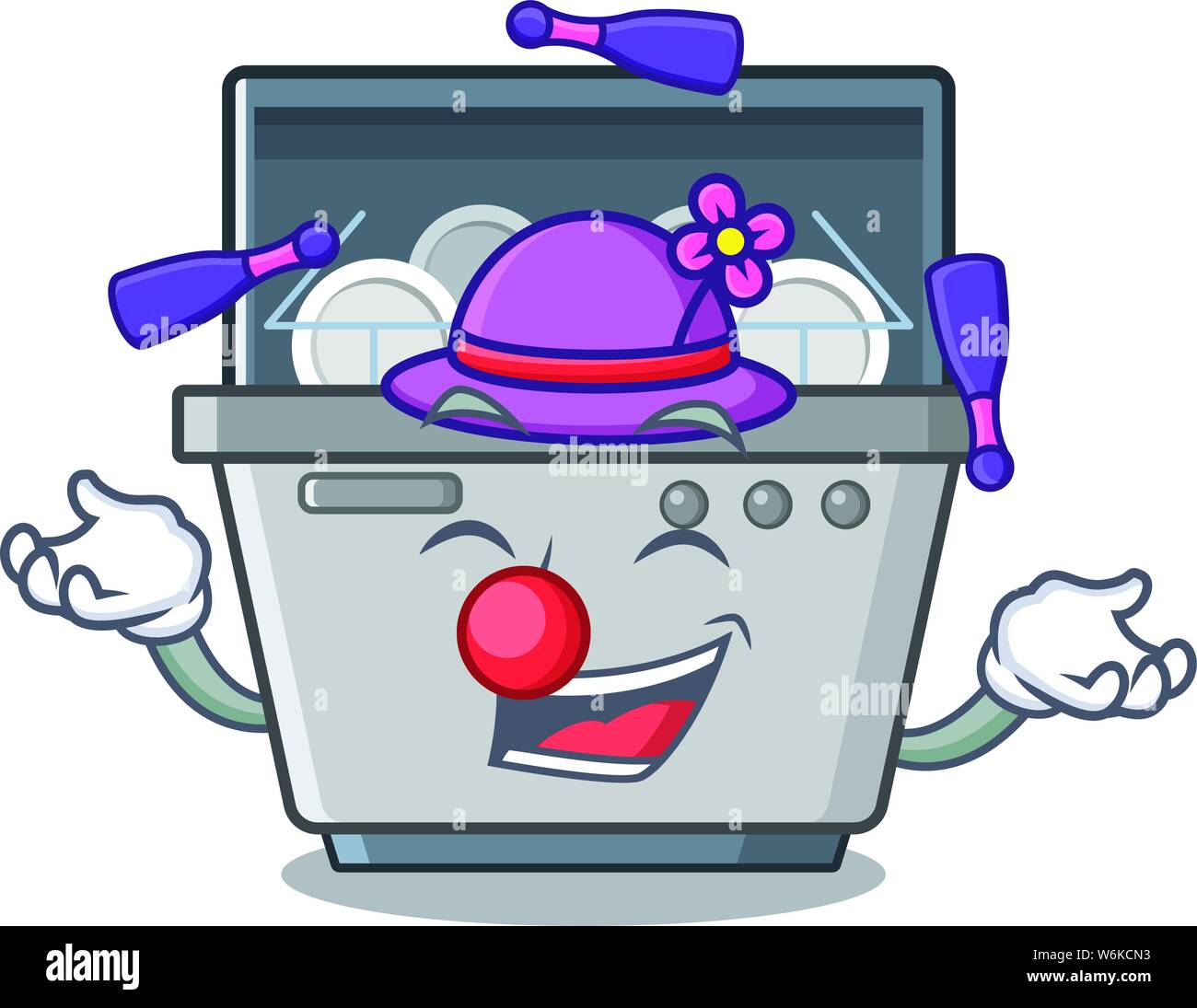 Juggling dishwasher machine next to cartoon stove Stock Vector Image ...