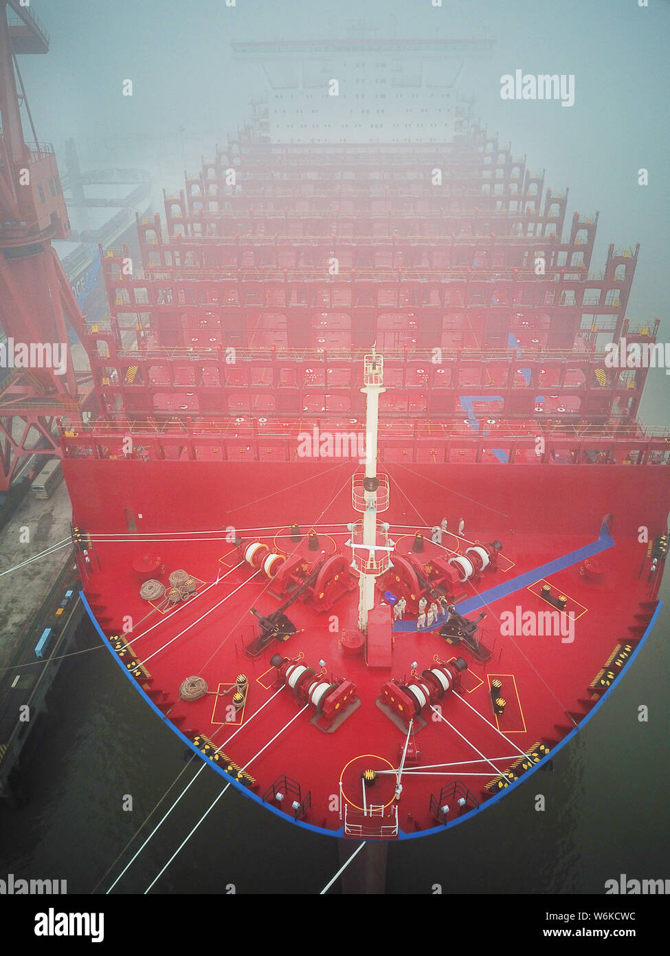 Aerial view of China's first 20,000 TEU container vessel "COSCO ...