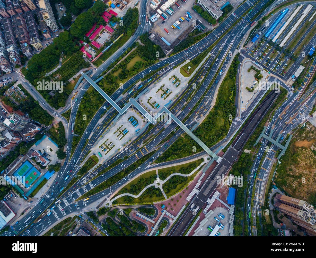 --FILE--Aerial view of the Meilin Checkpoint, which is one of the ...