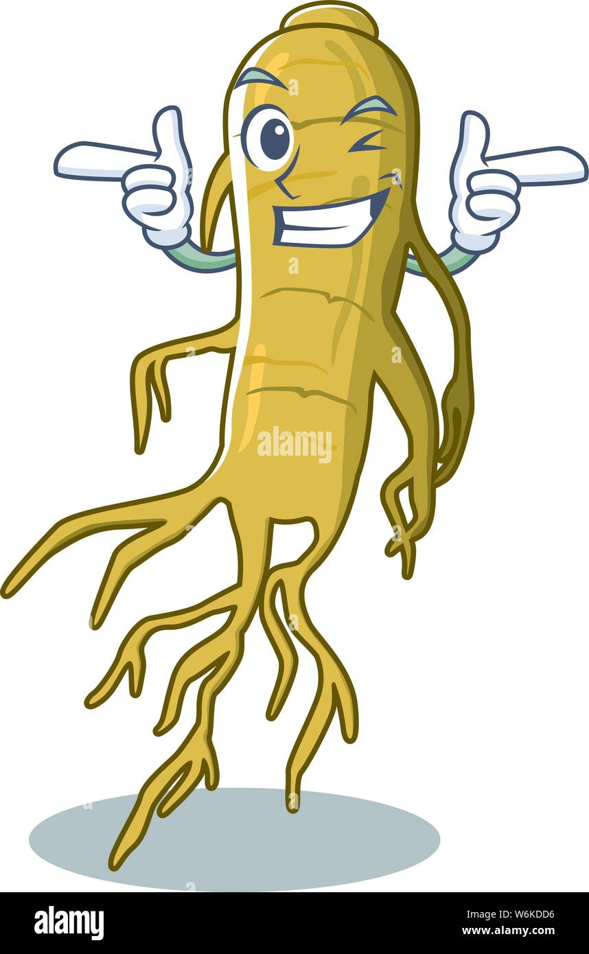 Wink ginseng plants spread on stem character Stock Vector Image & Art ...