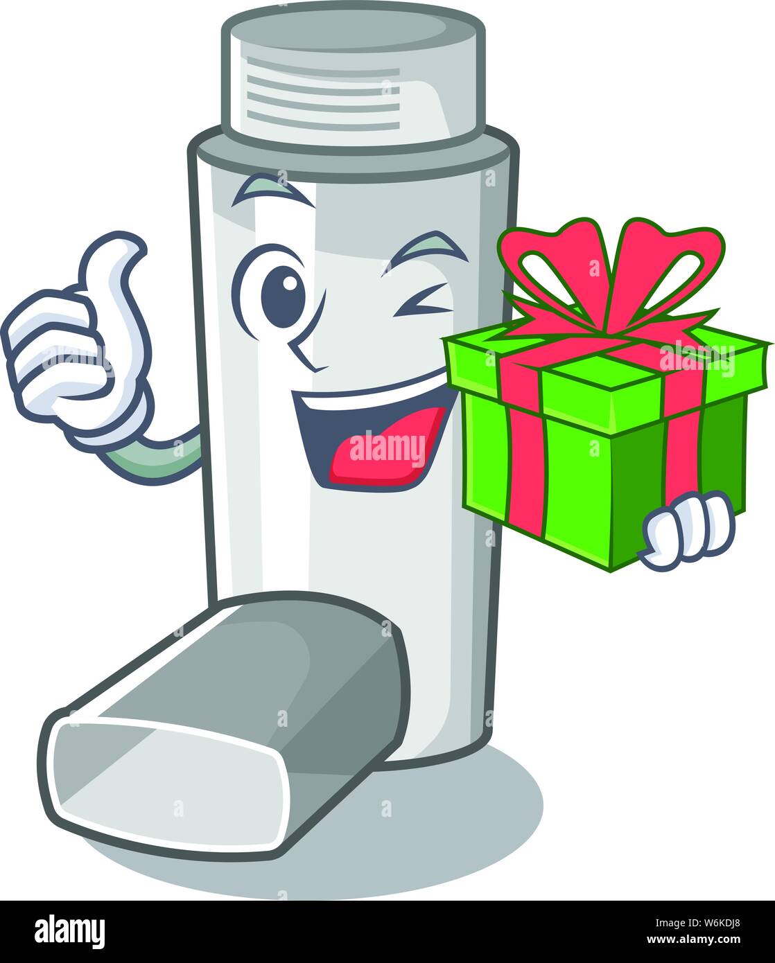 With gift asthma inhalers isolated in the mascot Stock Vector Image ...