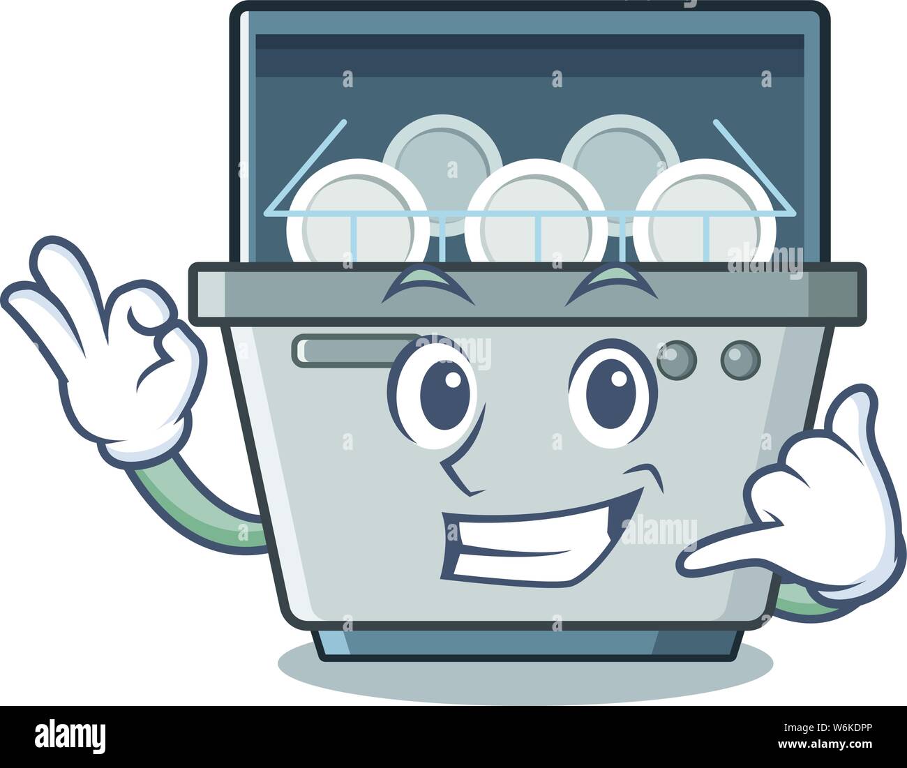 Call me dishwasher machine next to cartoon stove Stock Vector Image ...