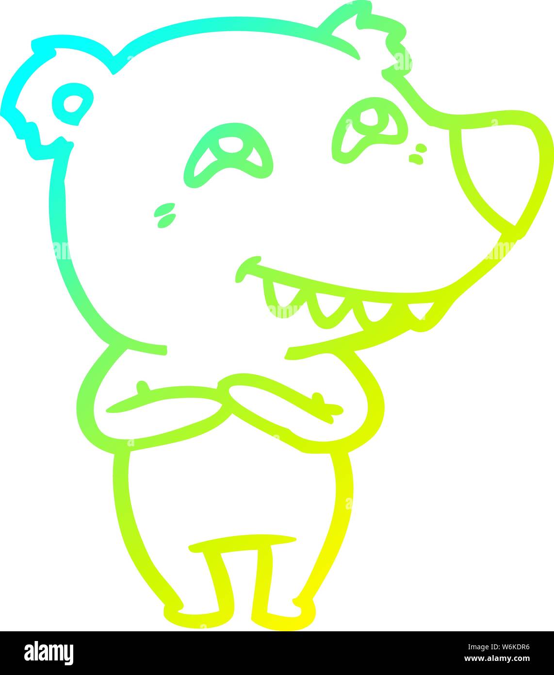 cold gradient line drawing of a cartoon bear showing teeth Stock Vector ...