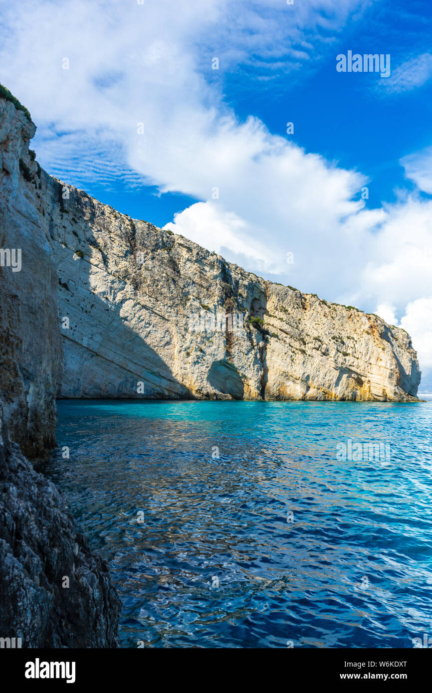 Greece, Zakynthos, North cape skinari cliffs at waterside Stock Photo ...