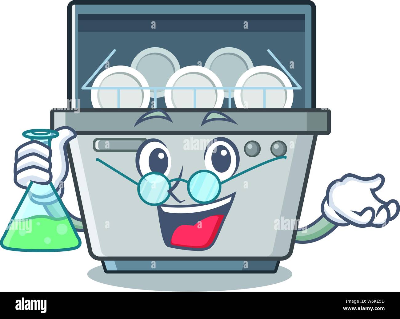 Professor dishwasher machine isolated in the cartoon Stock Vector Image ...