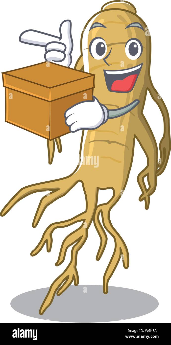 With box ginseng plants spread on stem character Stock Vector Image ...