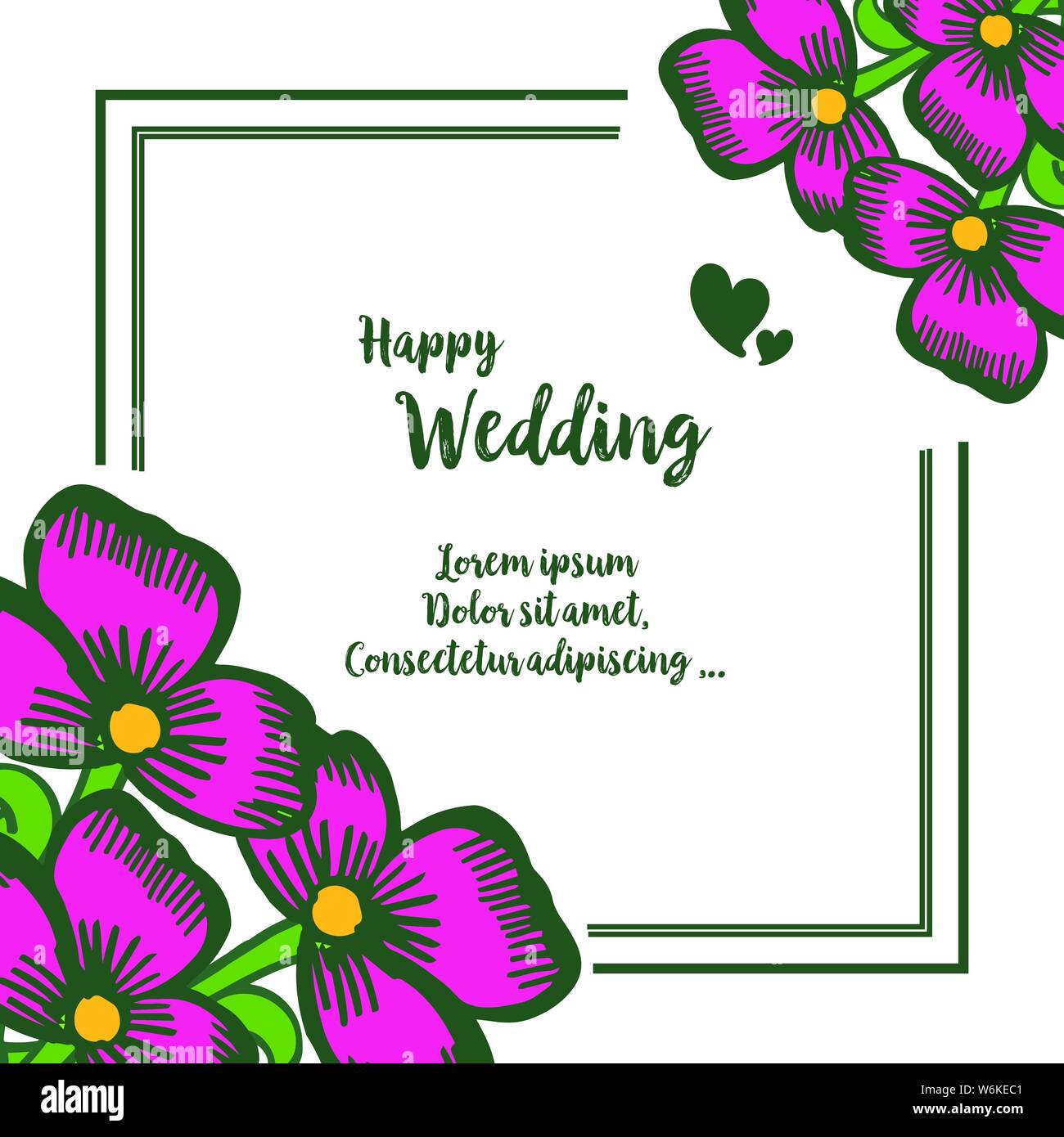Happy wedding card or invitation with abstract floral background ...